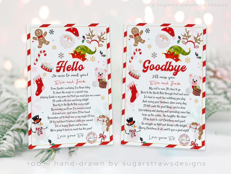 Editable First Time Elf Hello Goodbye Letter Set Template | Printable ...