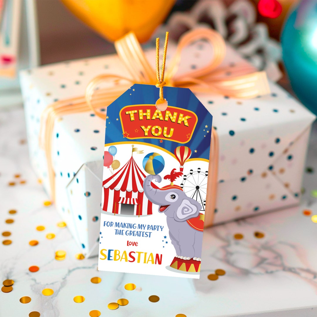 Editable Circus Party Favor Tag Girl Boy Birthday Thank You Tag Gift ...