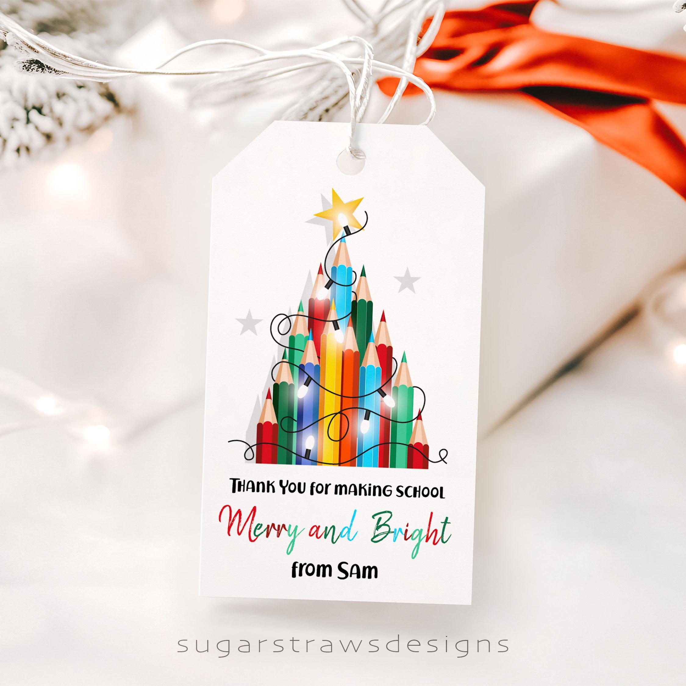 Editable Teacher Thank You Christmas Gift Tag Teacher Appreciation ...