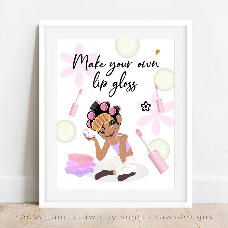 Editable Spa Party Custom Sign 5-pack Single Girl Custom Multi Sign ...