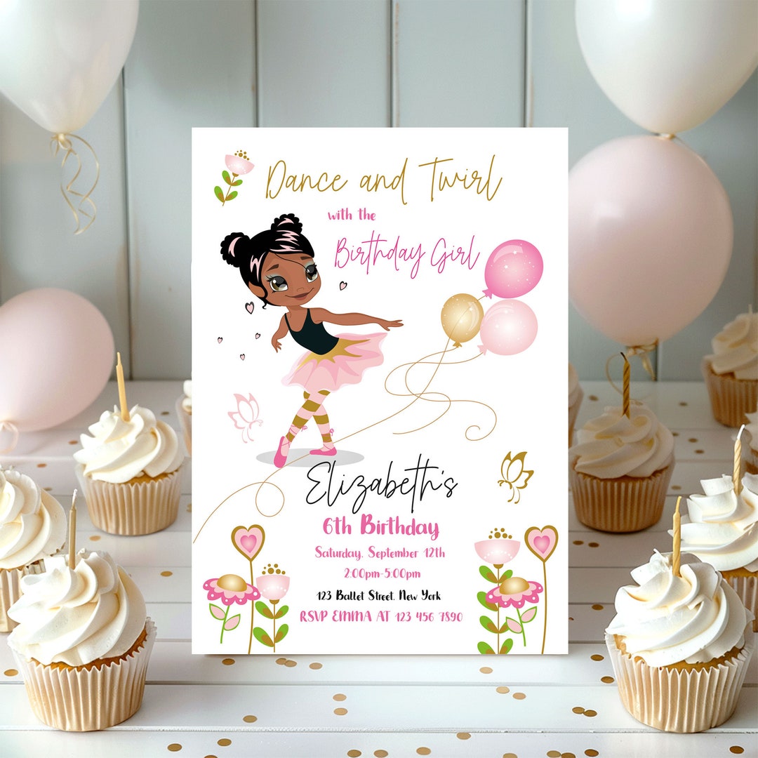 Editable Ballerina Birthday Invitation Kids Dance Party Invite Ballet ...