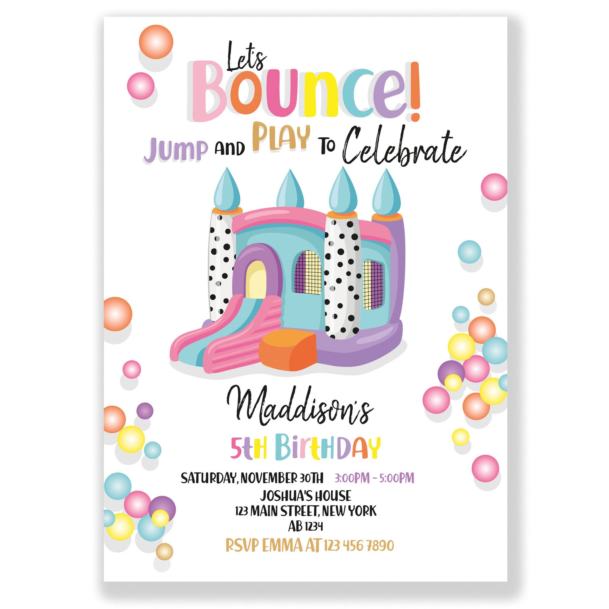 Editable Bouncy Castle Invitation Jump and Bounce Soft Play Invite Lets ...
