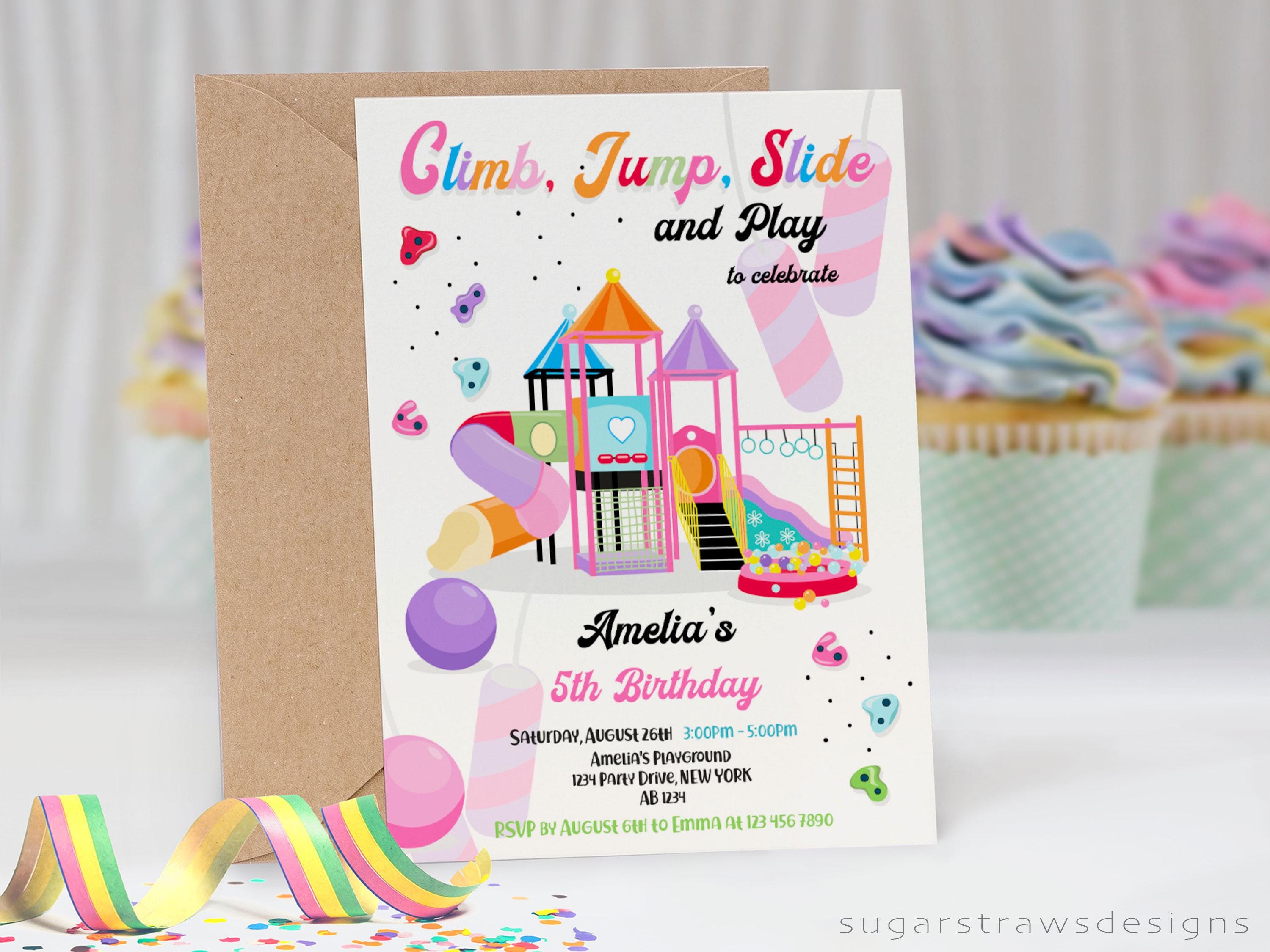 Editable Playground Invitation Girl Birthday Jungle Gym Party Invite ...