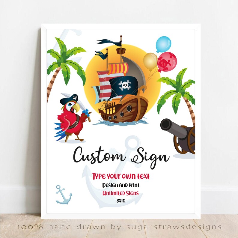 Editable Pirate Custom Sign Boy Birthday Pirate Party Sign Party Agenda ...