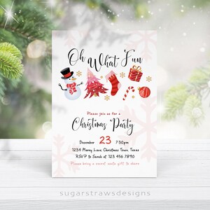 Editable Christmas Party Invitation Holiday Xmas Birthday Invite Kids ...