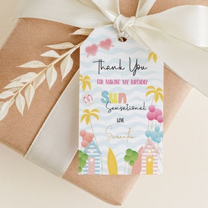 Editable Beach Party Favor Tag Thank You Tag Kids Birthday Pool Party ...