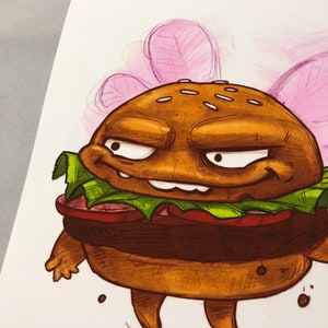 Burger Fairy - Cute Burger Signed Art Print - Etsy