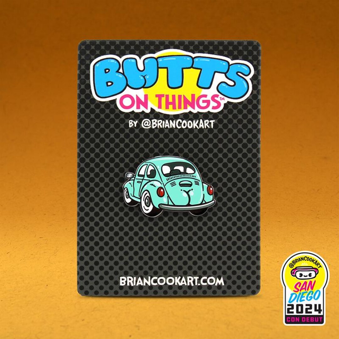 VW Bug With a BUTT Enamel Lapel Pin - Etsy