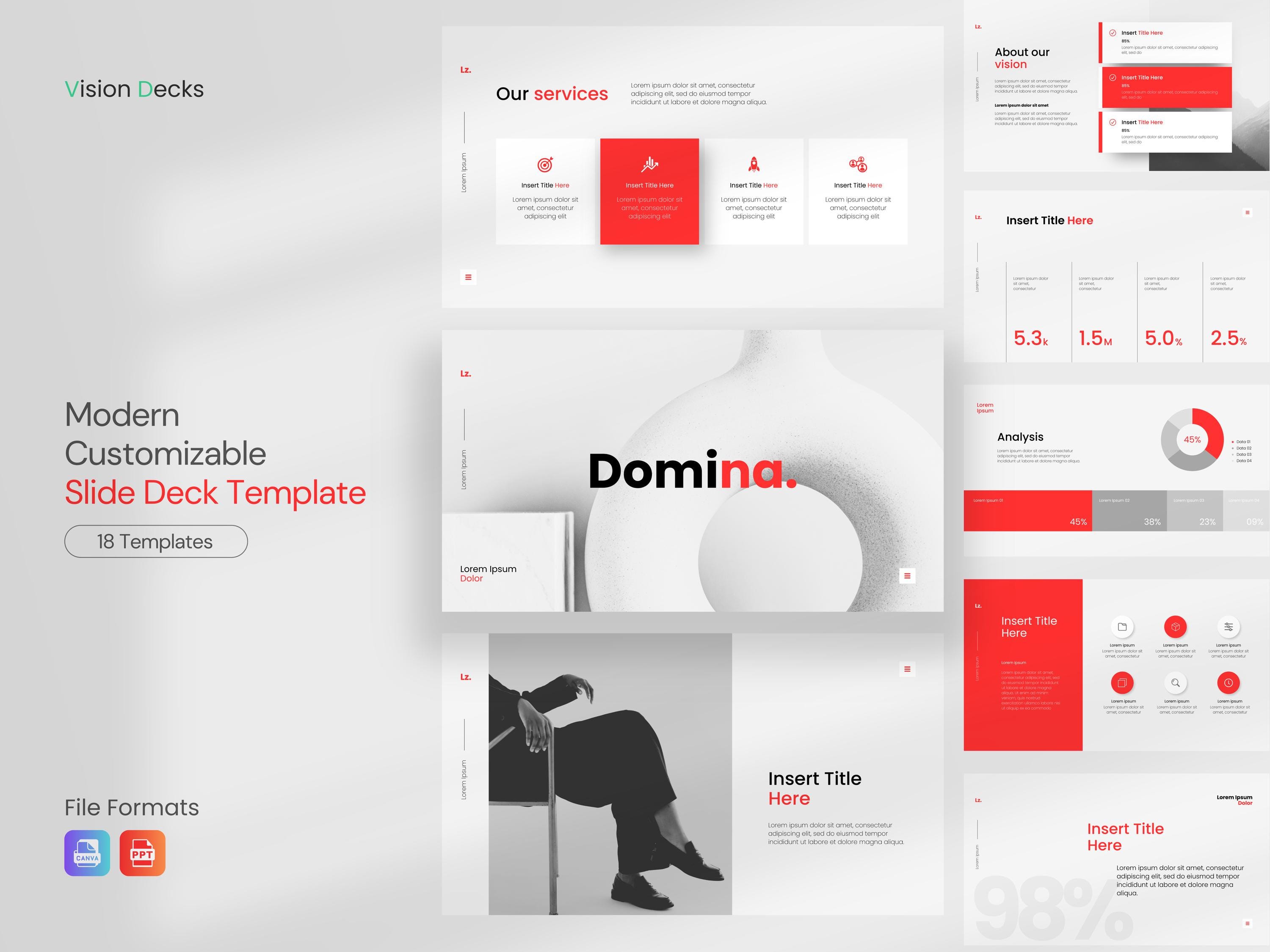 Modern Pitch Deck and Slide Presentation Template for Canva and ...