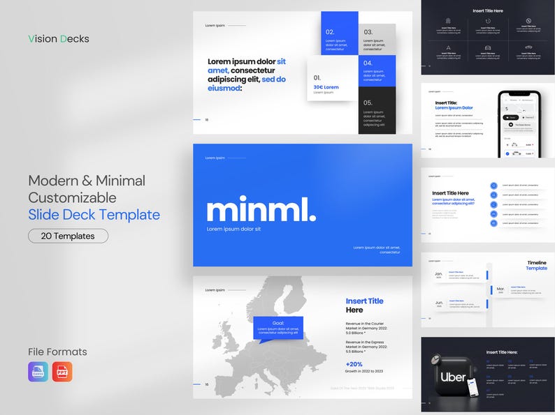 Modern & Minimal Pitch Deck and Slide Presentation Template for Canva ...