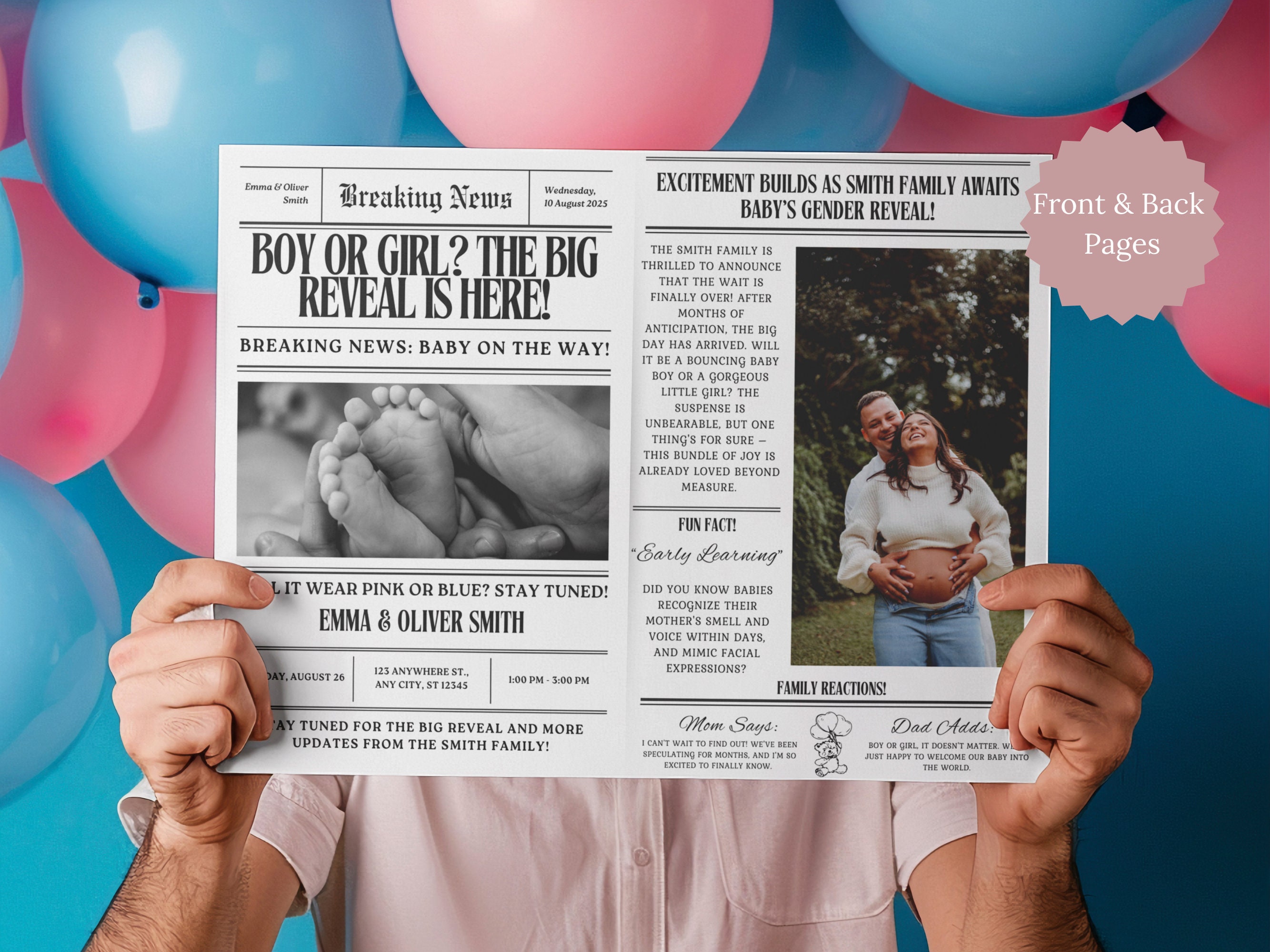 Baby Newspaper, Gender Reveal Games, Gender Reveal Decorations, Gender ...
