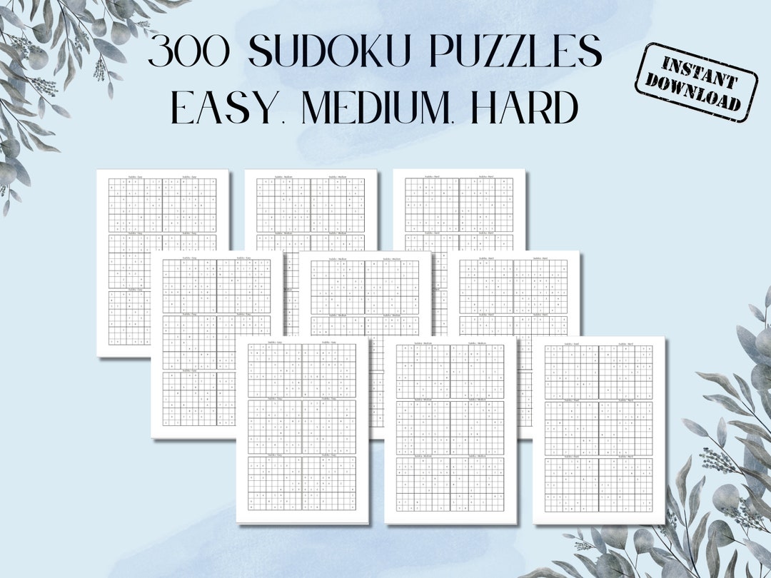 Sudoku: 300 Printable Puzzles for All Levels - Etsy