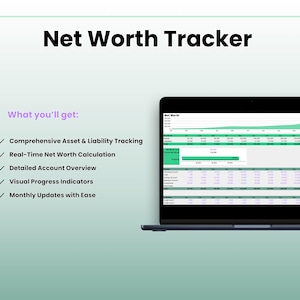 Net Worth Tracker Spreadsheet, Net Worth Calculator Dashboard, Assets ...