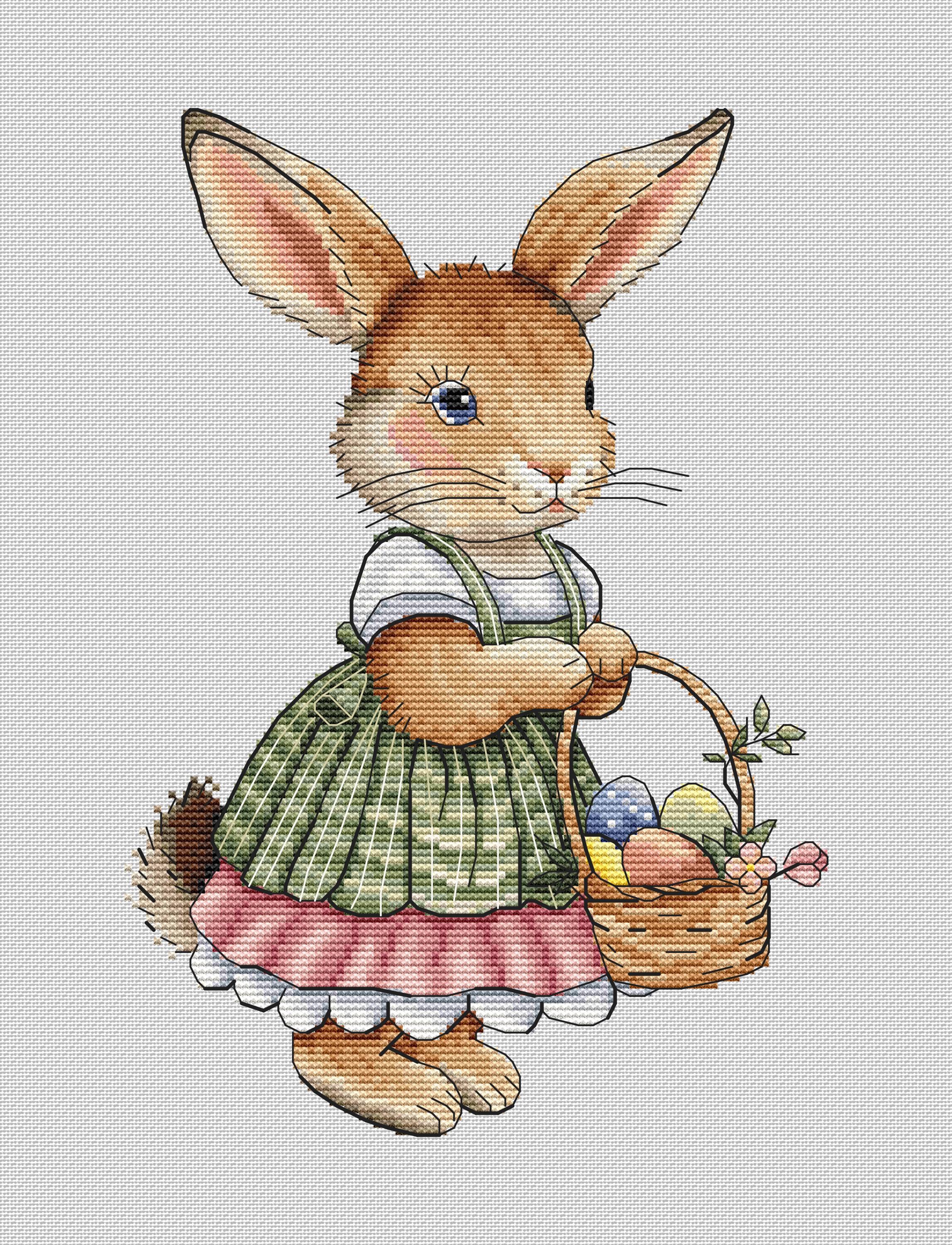Cute Easter Bunny Cross Stitch Pattern, Holiday Embroidery (digital PDF ...