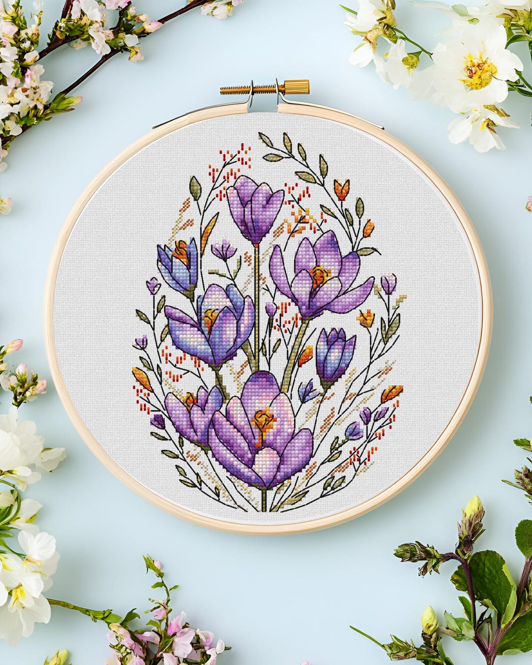 Flower Easter Egg, Crocus Flower, Cross Stitch Pattern Digital Pdf ...