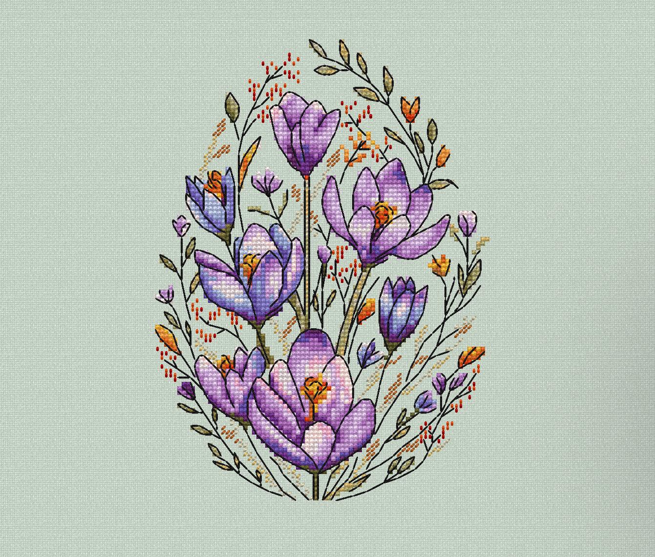 Crocus Flower Easter Egg Cross Stitch Pattern (digital PDF) - Etsy