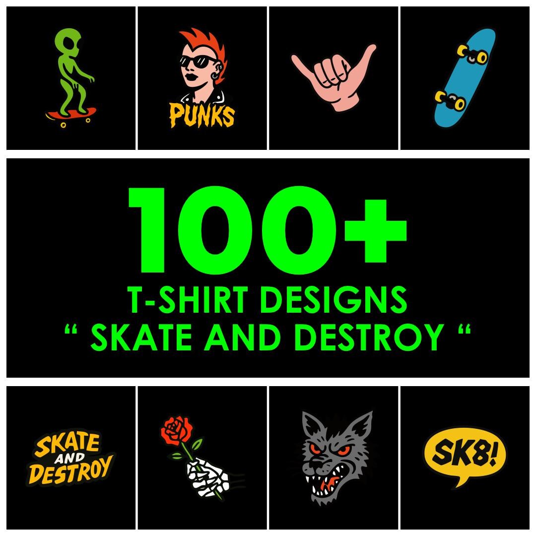 Bundle Skate and Destroy Stickers PNG (digital Download) - Etsy