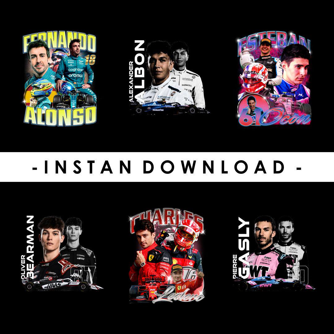 F1 Driver T-shirt Designs Bundle: Racing Car PNG (digital Download) - Etsy