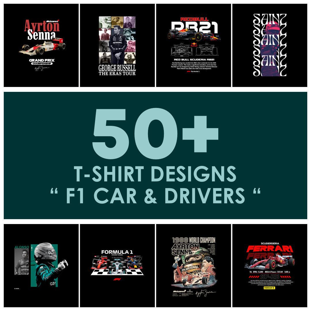 F1 Driver T-shirt Designs Bundle: Racing Car PNG (digital Download) - Etsy