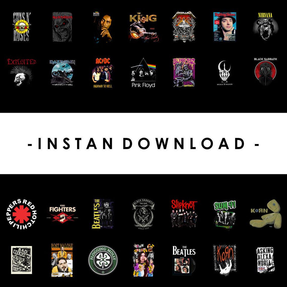 1000+ Music T-shirt Designs Bundle: Rock, Metal, Pop (digital Download ...