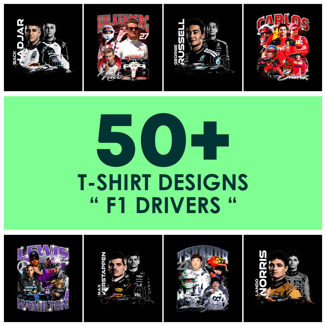 F1 Driver T-shirt Designs Bundle: Racing Car PNG (digital Download) - Etsy