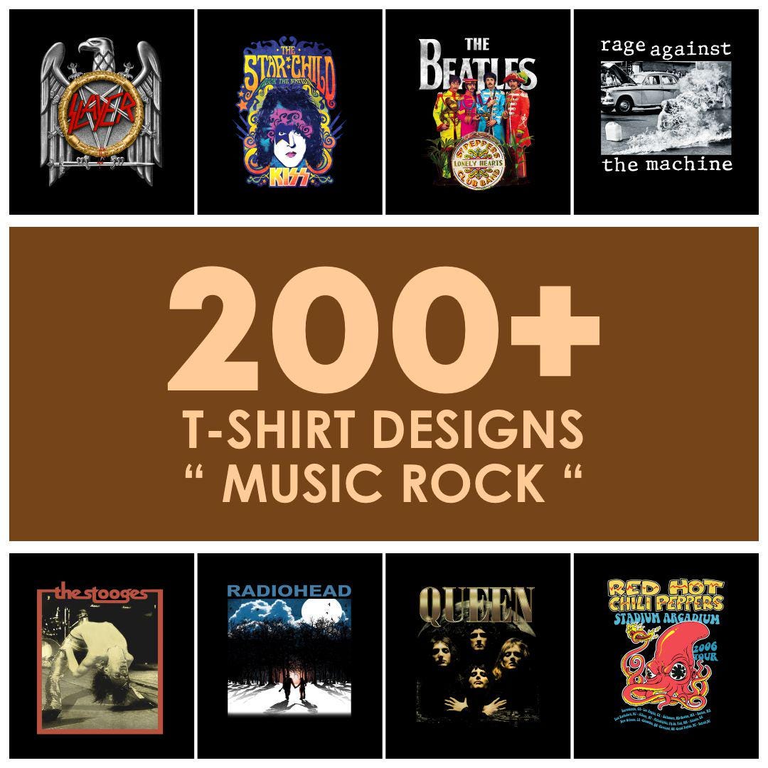 200+ Music T-shirt Designs Bundle: Rock (digital Download) - Etsy