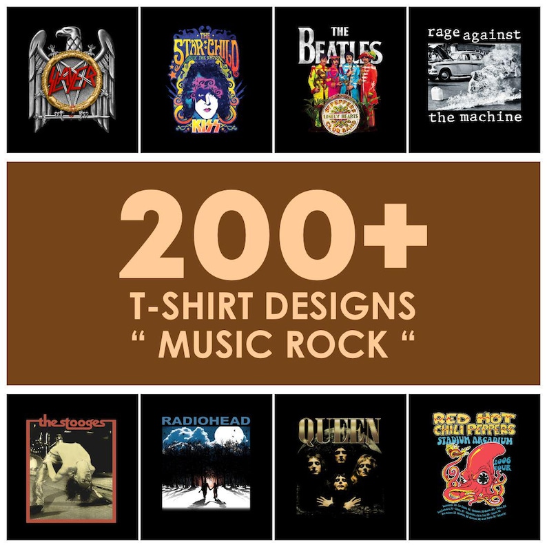 200+ Music T-shirt Designs Bundle: Rock (digital Download) - Etsy
