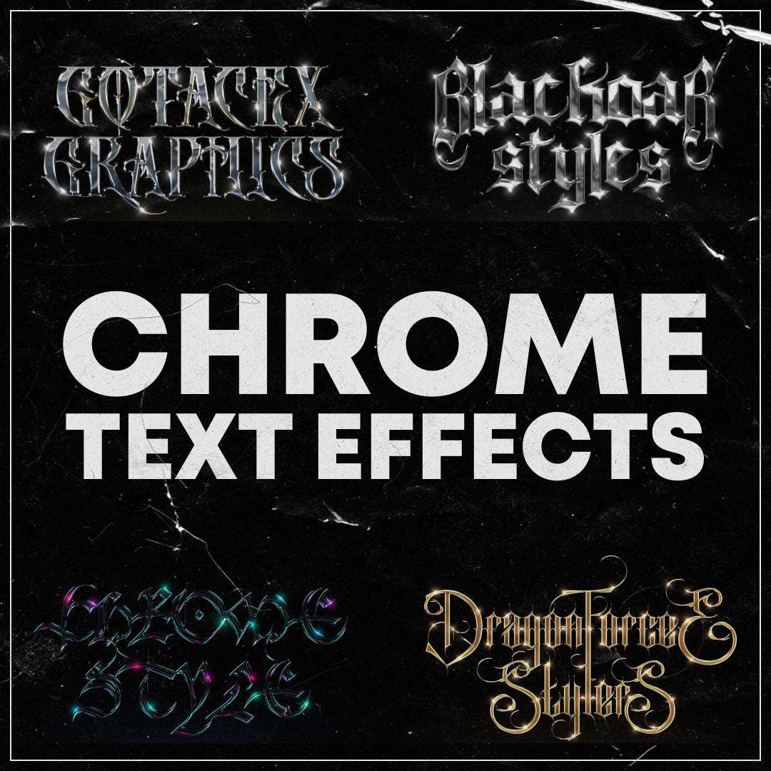 Bundle of Chrome Text, Photoshop Template, and Photoshop Text Effects ...