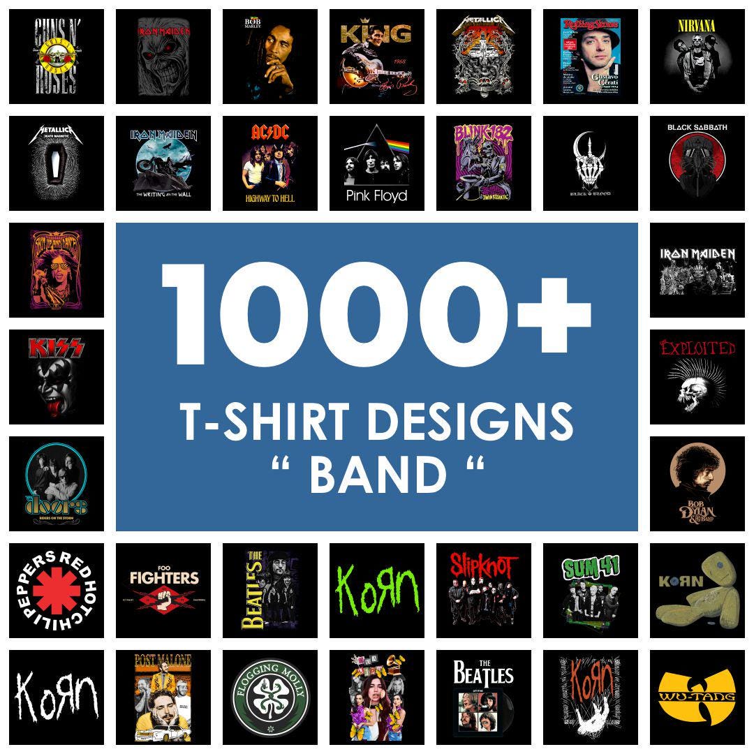 1000 Band T Shirts Designs Bundle, Colourful and Stylish Design T ...