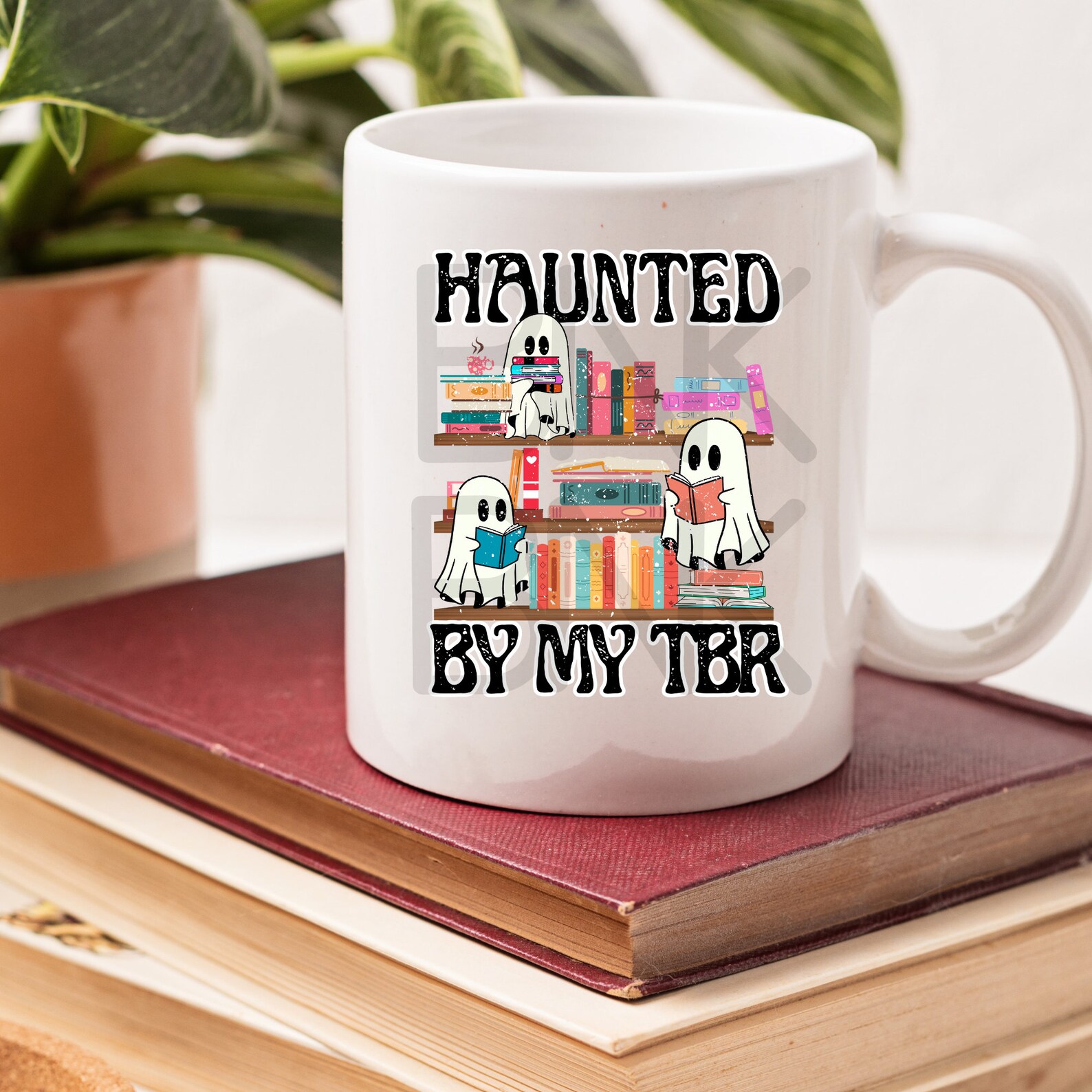 Haunted by My TBR PNG. Ghost Library. Cute Ghost Reading Books ...