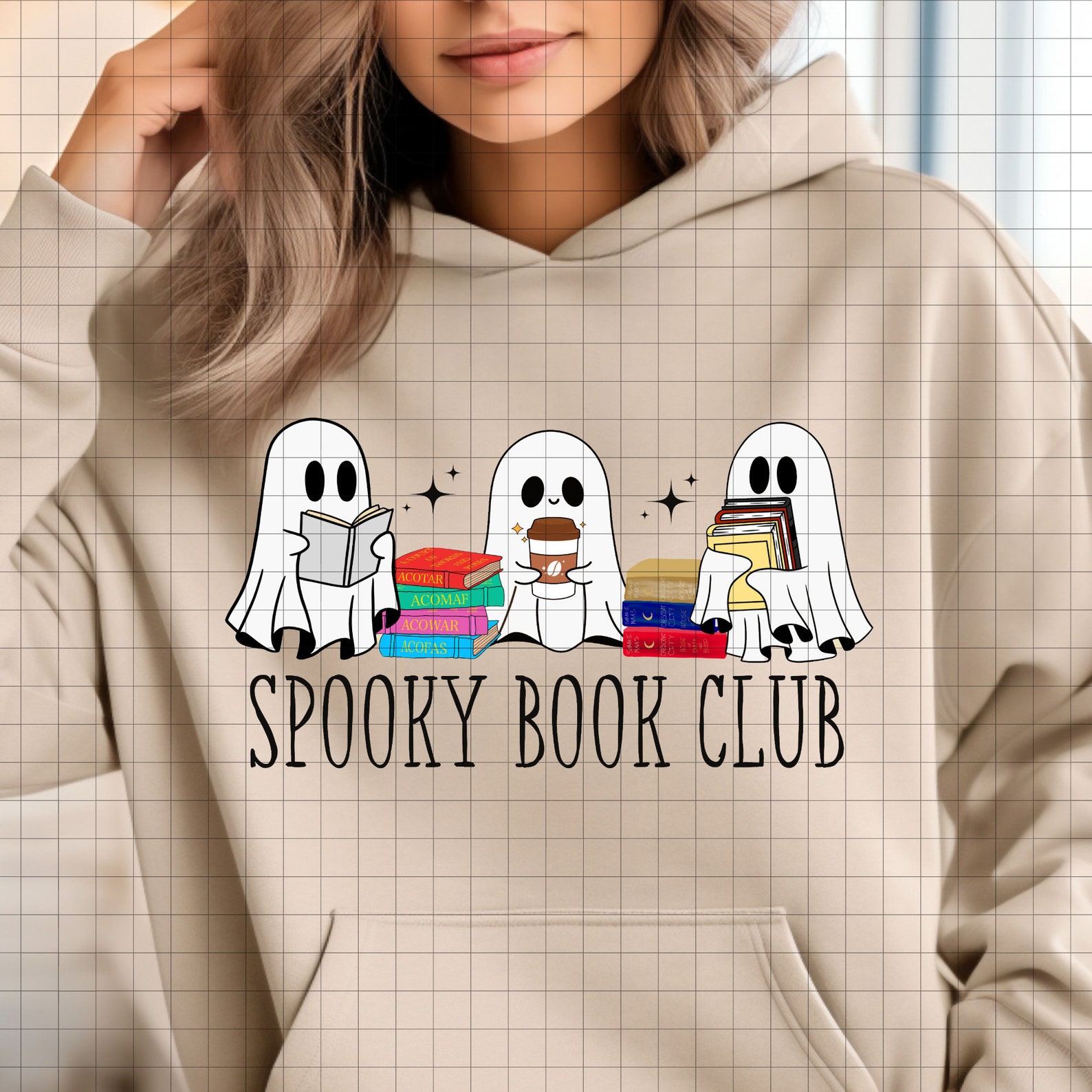 Cute Reading Ghost Book Club Digital Png File. Spooky Reading Club ...