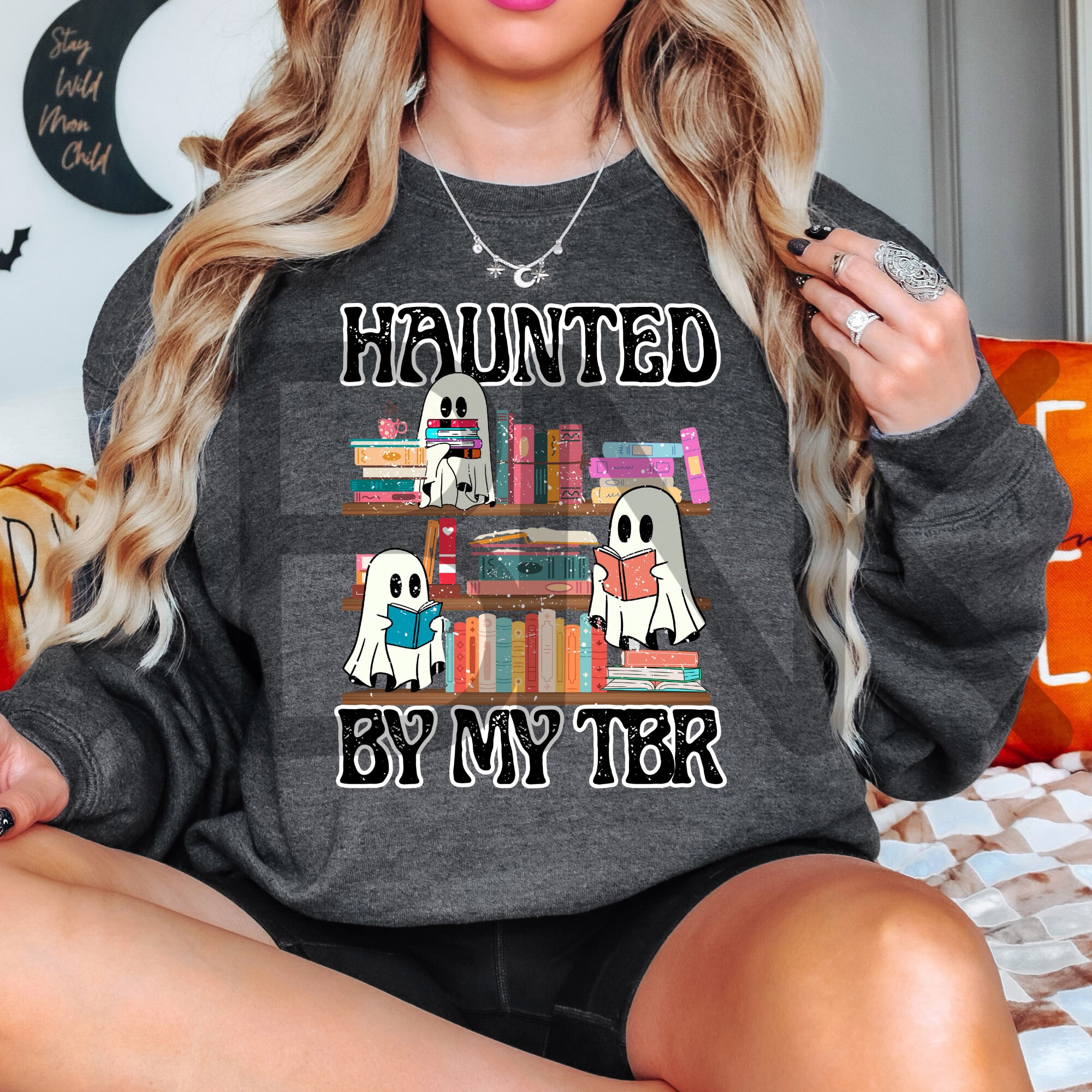 Haunted by My TBR PNG. Ghost Library. Cute Ghost Reading Books ...