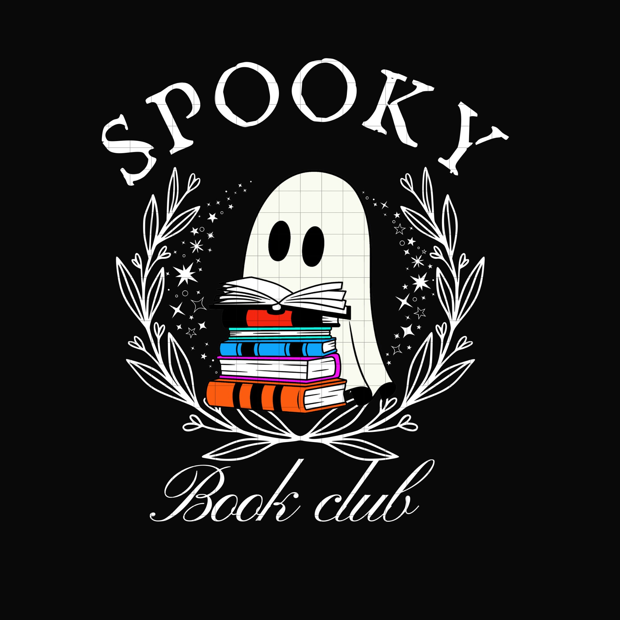 Spooky Book Club Digital PNG File. Cute Ghost Reading Bookish Club ...