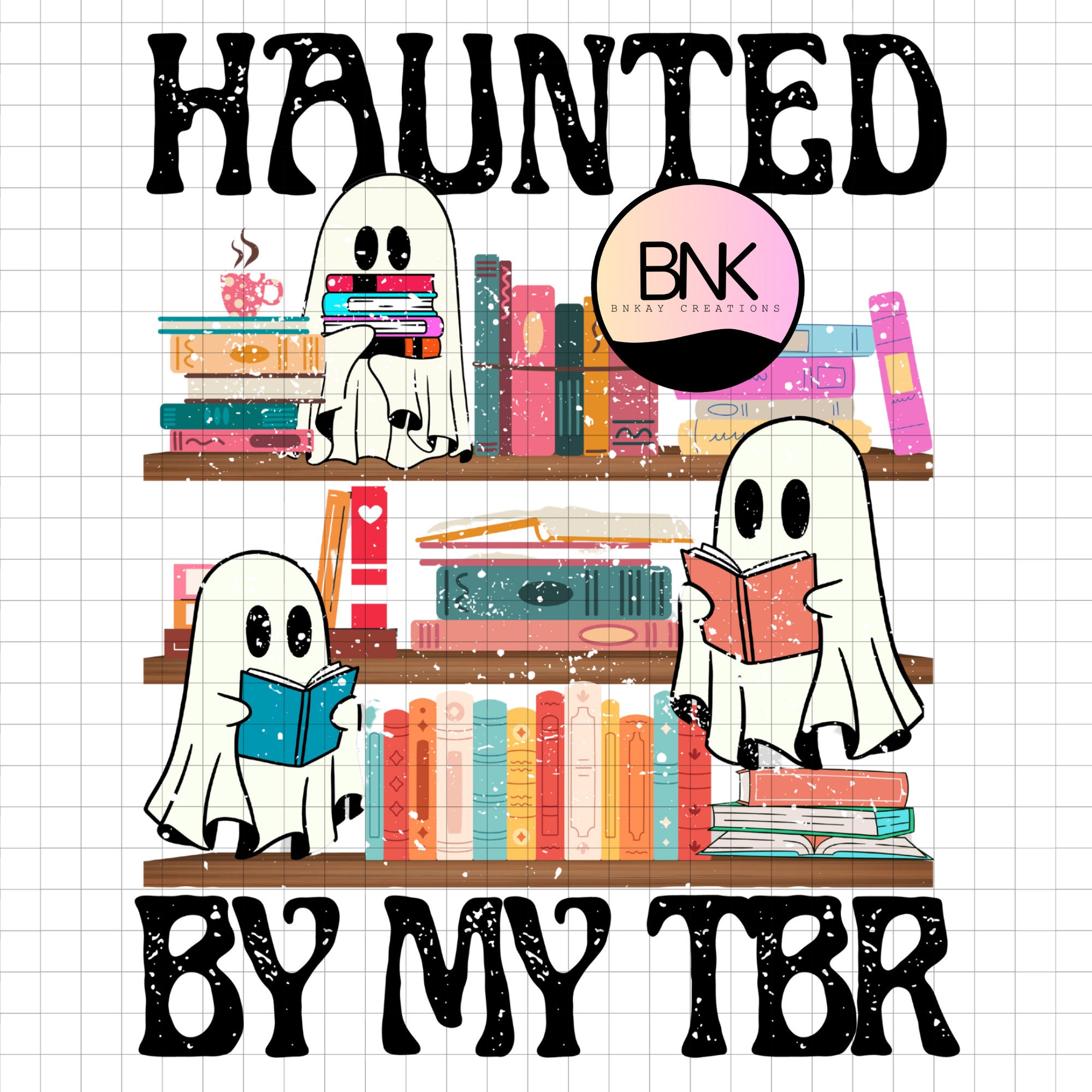 Haunted by My TBR PNG. Ghost Library. Cute Ghost Reading Books ...