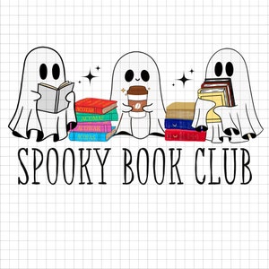 Cute Reading Ghost Book Club Digital Png File. Spooky Reading Club ...