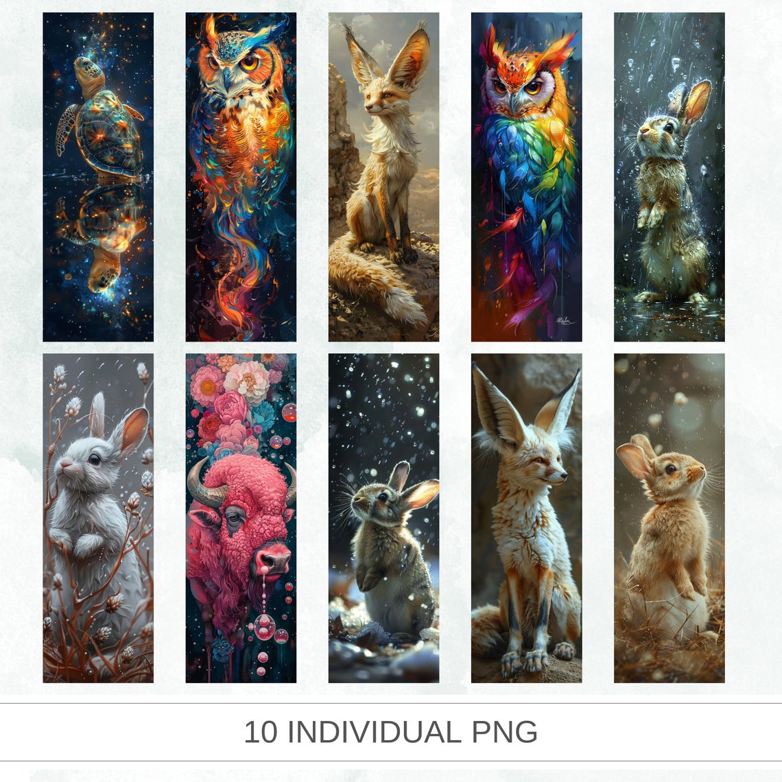 Animal Watercolor Bookmark, Cute Digital Bookmark, Digital Book Mark ...