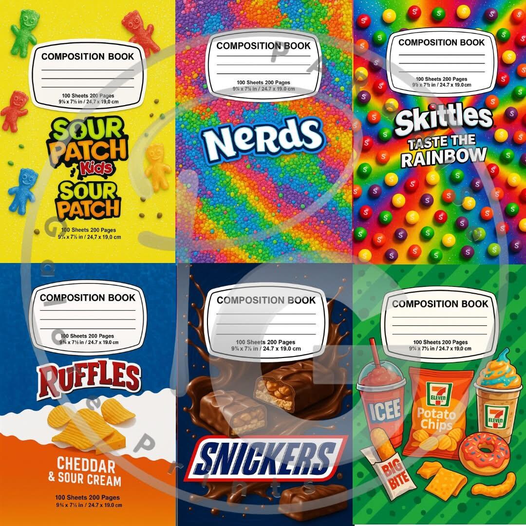 50 SNACK Themed Composition Notebook Covers PNG – Digital Download for ...