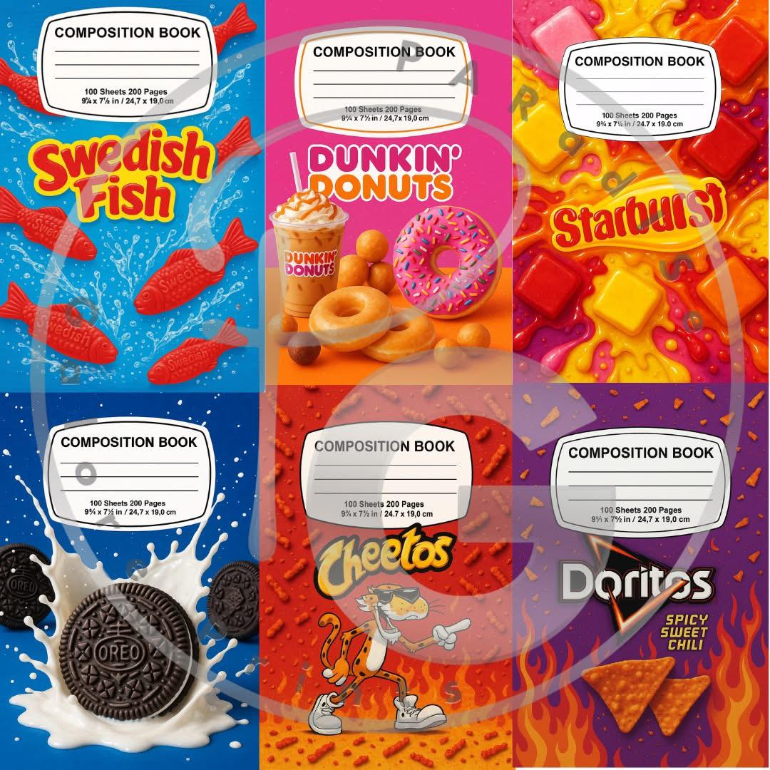 50 SNACK Themed Composition Notebook Covers PNG – Digital Download for ...