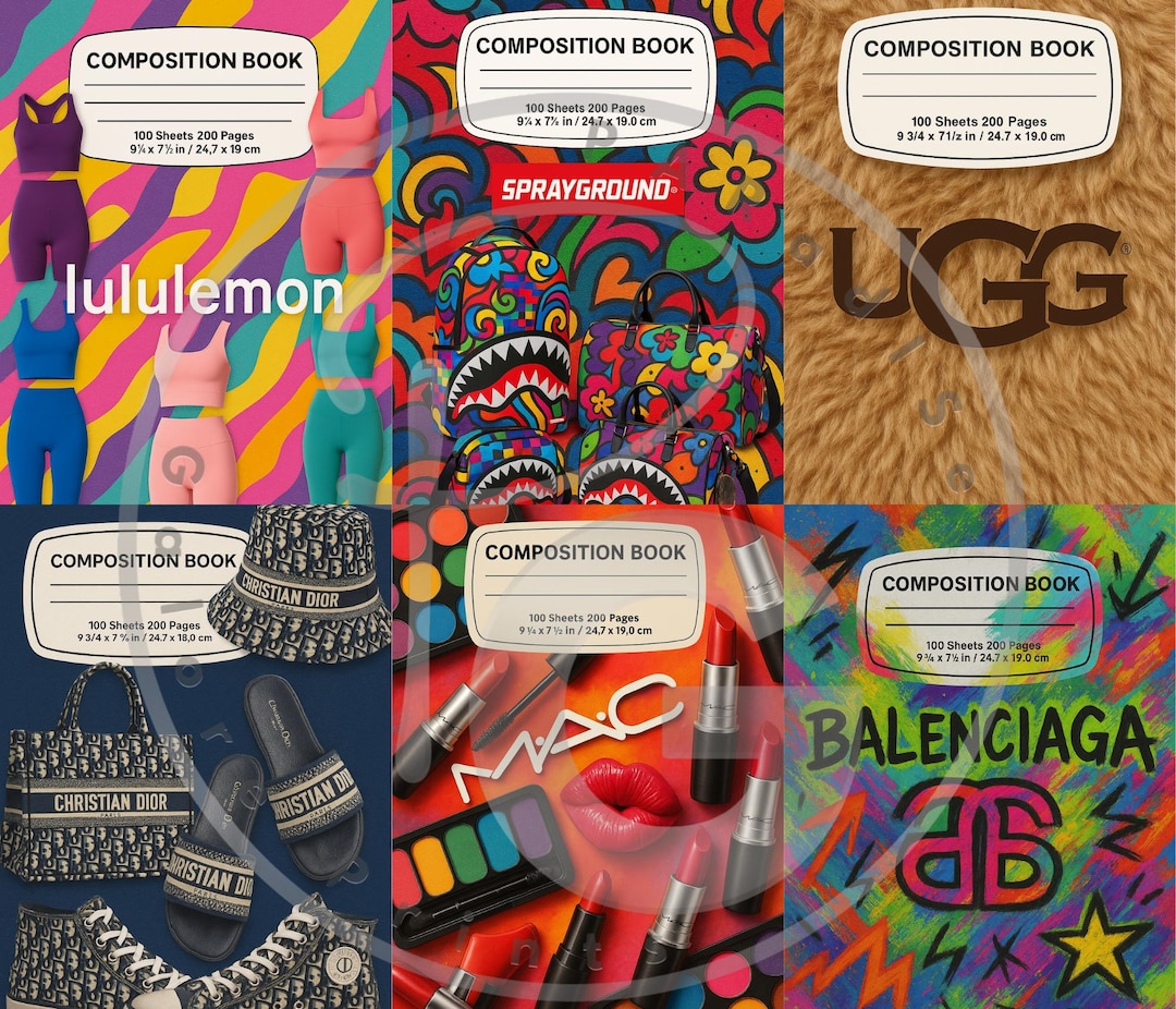 25 DESIGNER INSPIRED Composition Notebook Covers PNG Digital Download ...