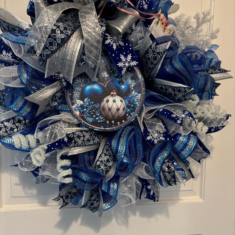 Blue Christmas Wreath - Etsy
