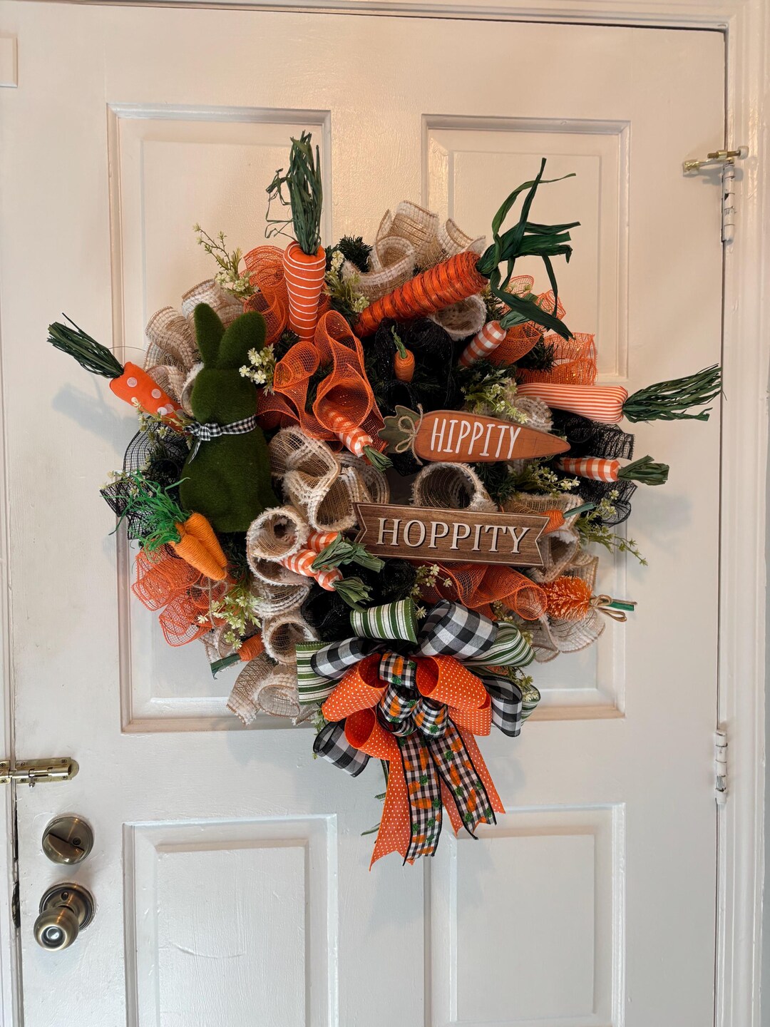 Spring and Easter Bunny and Carrots Wreath - Etsy