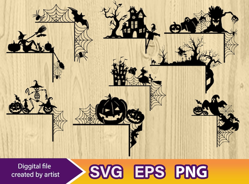 Halloween Door Corners Svg, Dxf Png Svg Halloween Scene Svg, Laser Cut ...