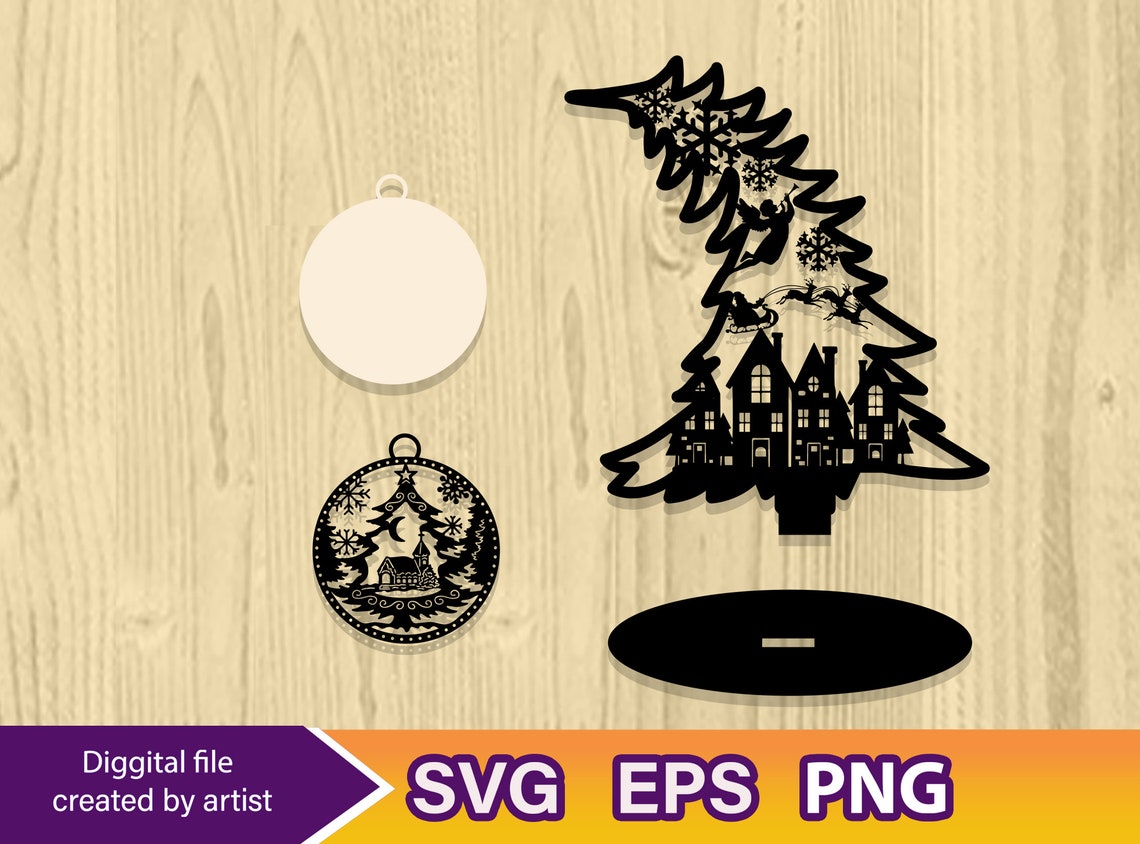 Nativity Scene Svg, Laser Cut Nativity Tree & Stand, Christmas Tree Svg ...