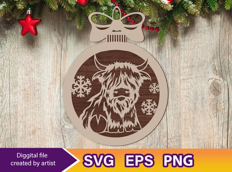 Christmas Highland Cow Svg, Highland Cow Eps, Cricut File, Country ...