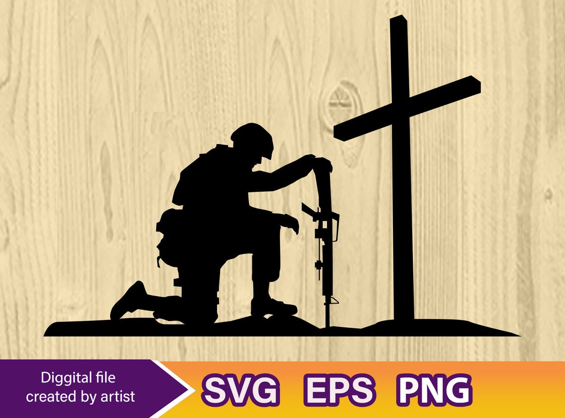 Praying Soldier Svg, Praying Soldier , Cricut File, Soldier Kneeling ...