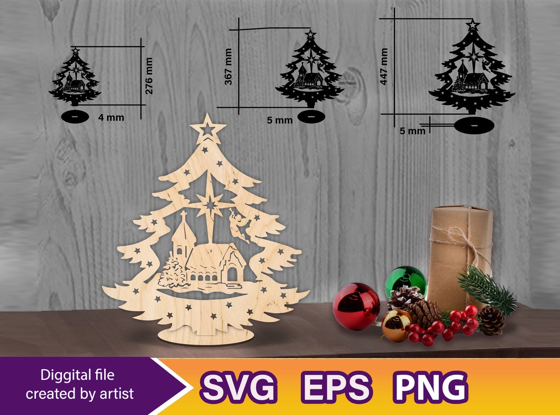 Nativity Scene Svg, Laser Cut Nativity Tree & Stand, Christmas Tree Svg ...