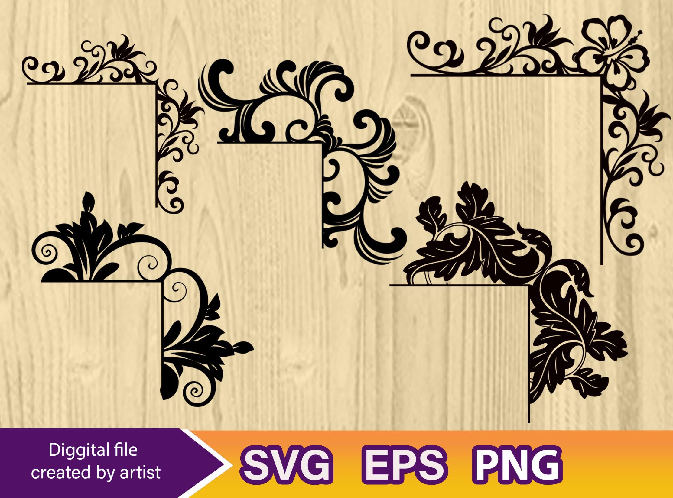 Flowers Door Corners Svg, Corner Svg, Laser Cut, Door Corner Eps ...