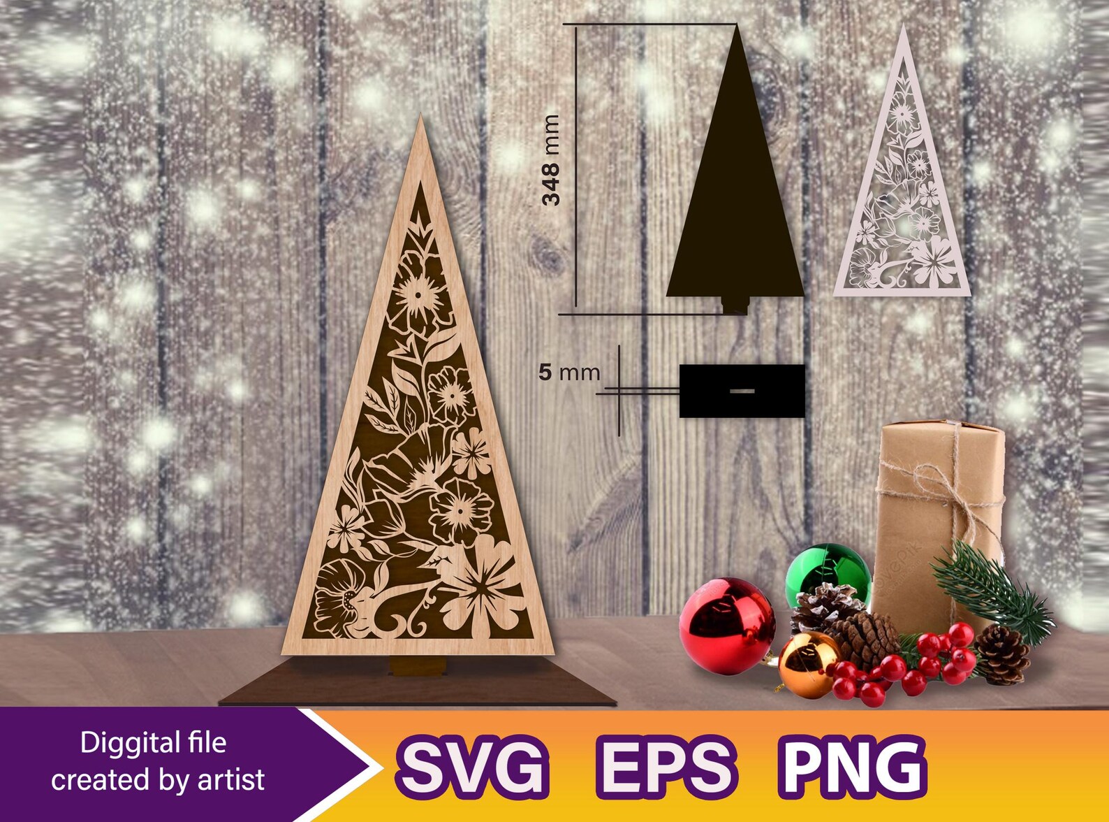 Nativity Scene Svg, Laser Cut Nativity Tree & Stand, Christmas Tree Svg ...