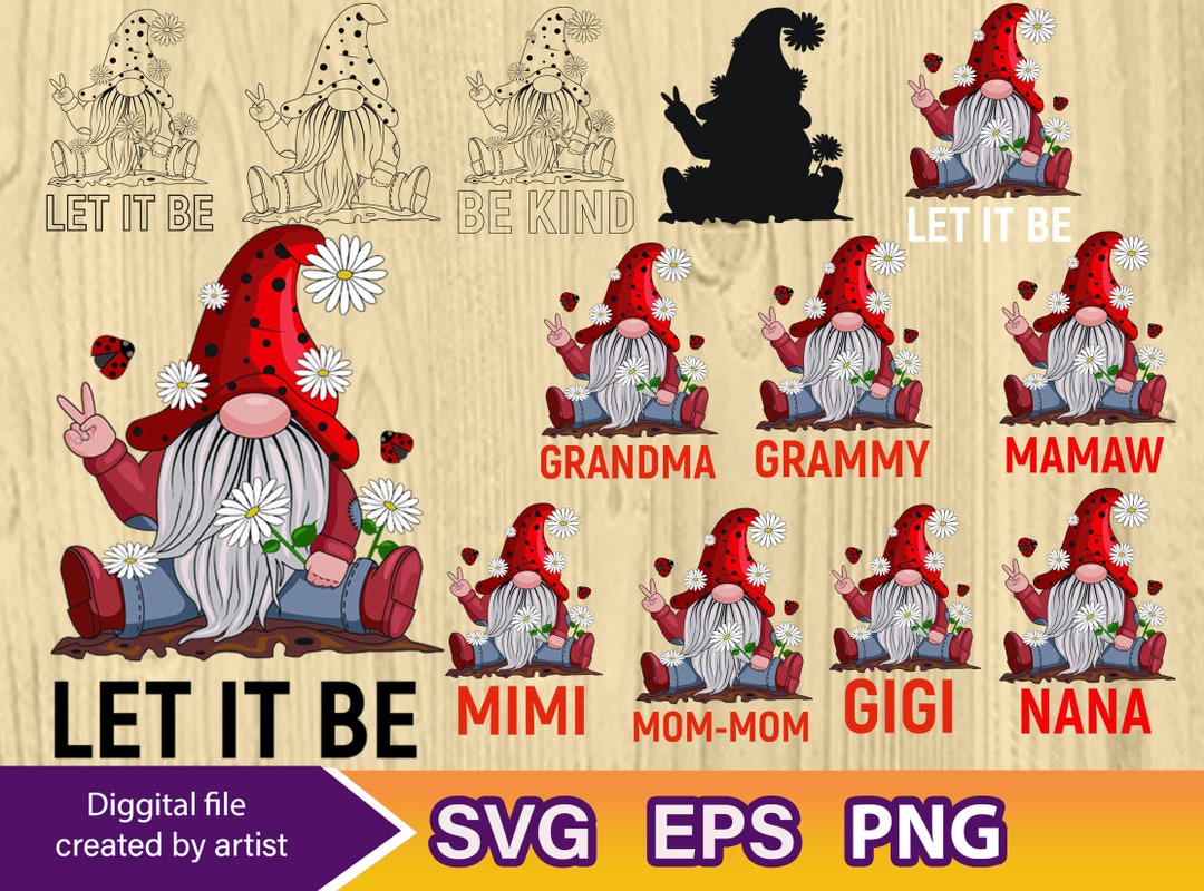 Hippie Gnome Png Svg Eps, Hippie Gnome With Chamomile, Peace Sign ...