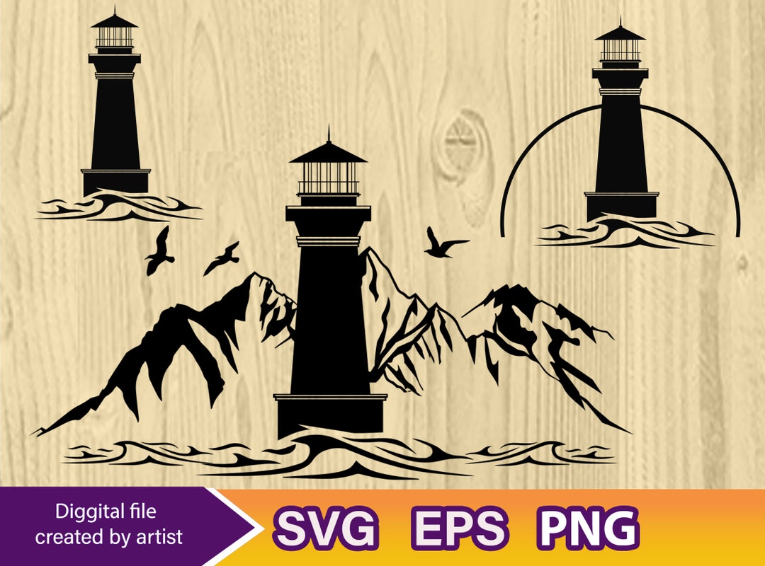Lighthouse SVG, Lighthouse Silhouette SVG, Ocean SVG, Sea Svg, Island ...